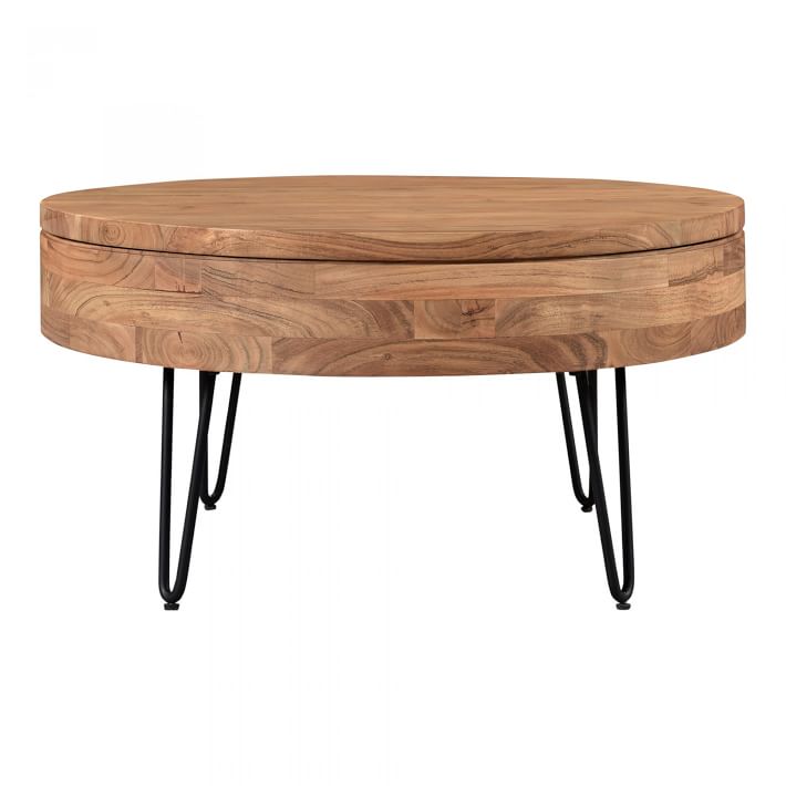 Bowed Legs Round Storage Coffee Table | West Elm