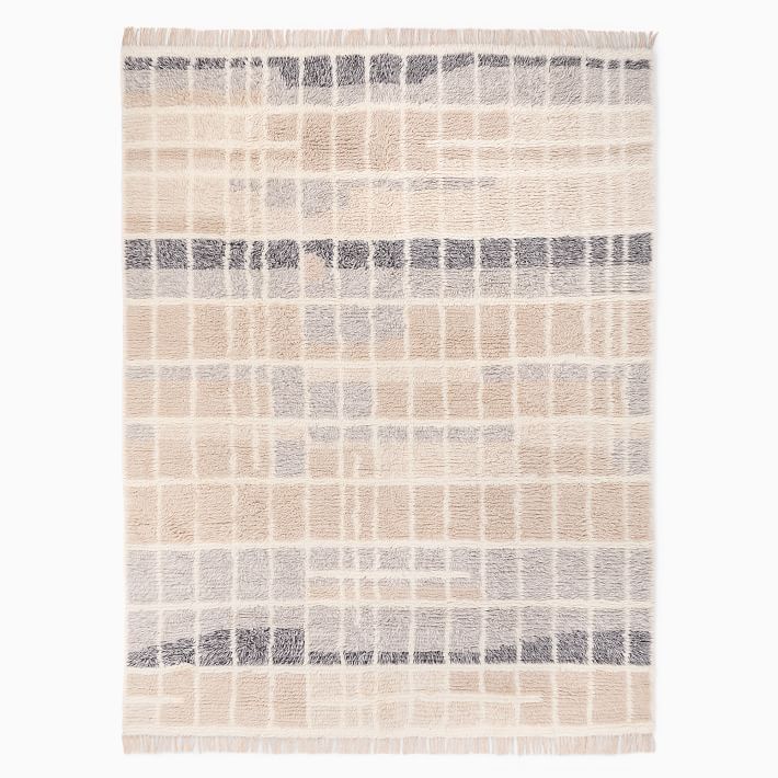 Grid Plaid Shag Rug | West Elm