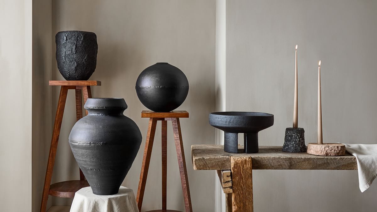 Rough Industrial Stone Taper Holders | West Elm