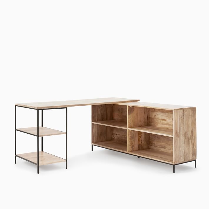 Industrial Storage Modular Desk w/ Open Shelves & Bookcase | West Elm