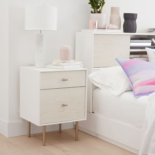 Modernist Kids Nightstand (19") - White & Winter Wood | West Elm