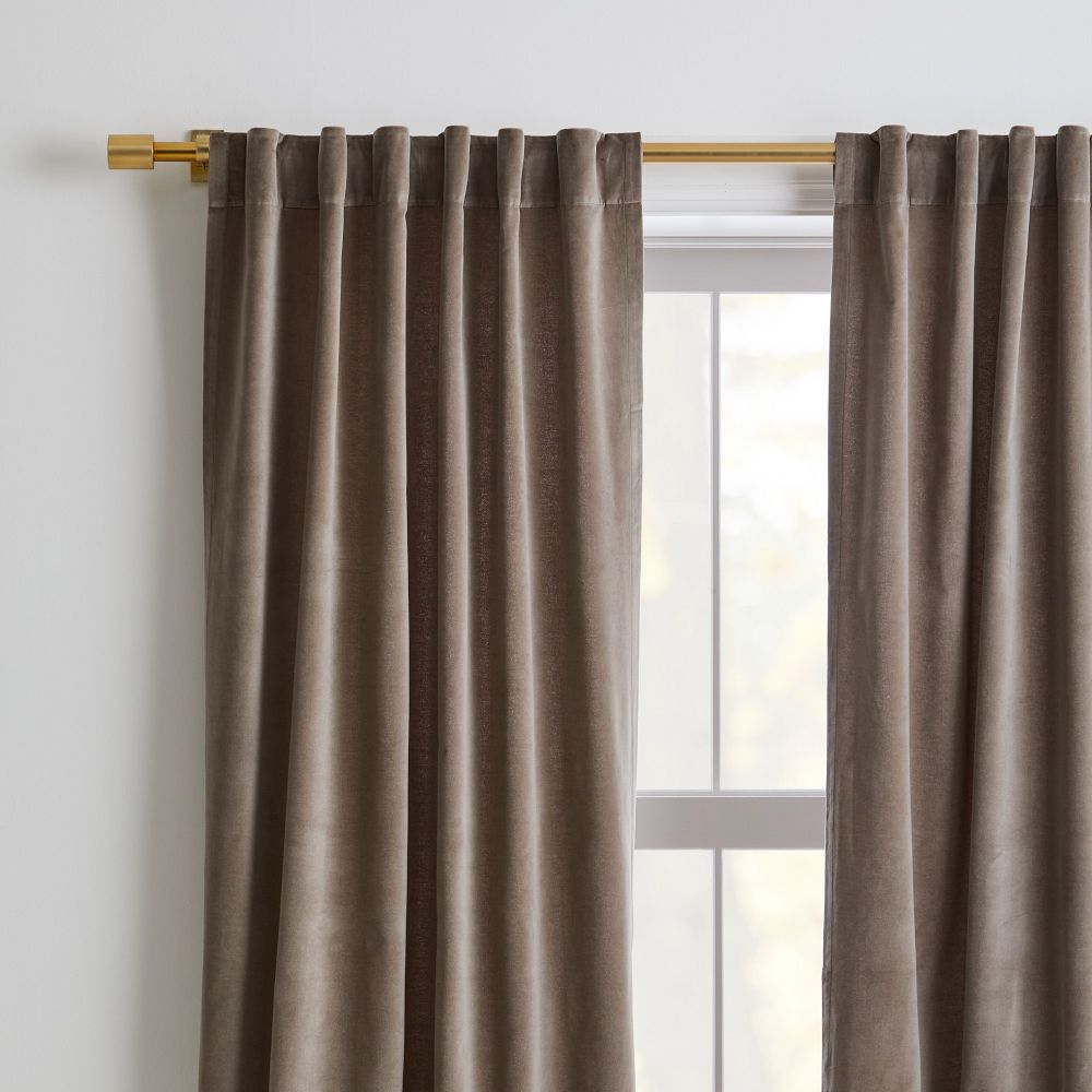 Cotton Velvet Curtain - Mocha | West Elm