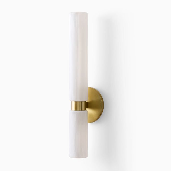 Fluted Double Asymmetrical Indoor/Outdoor Sconce (3") | West Elm