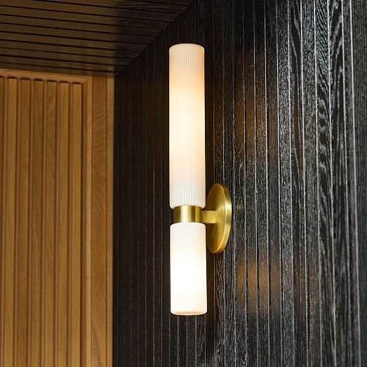 Fluted Double Asymmetrical Indoor/Outdoor Sconce (3") | West Elm