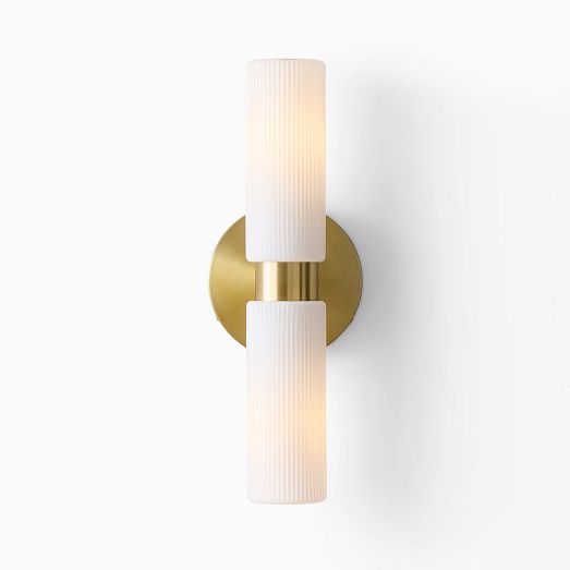 Fluted Double Short Indoor/Outdoor Sconce (3") | West Elm