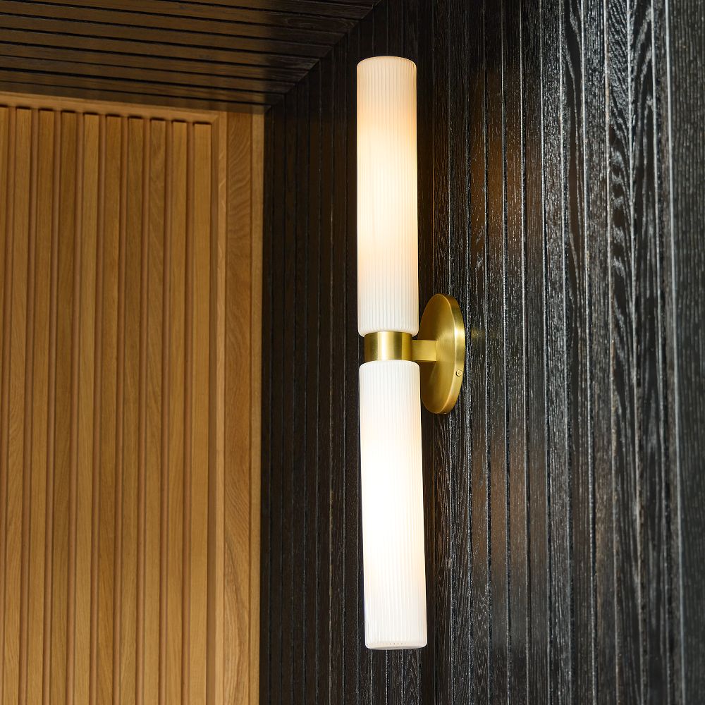 Fluted Double Long Indoor/Outdoor Sconce (3") | West Elm