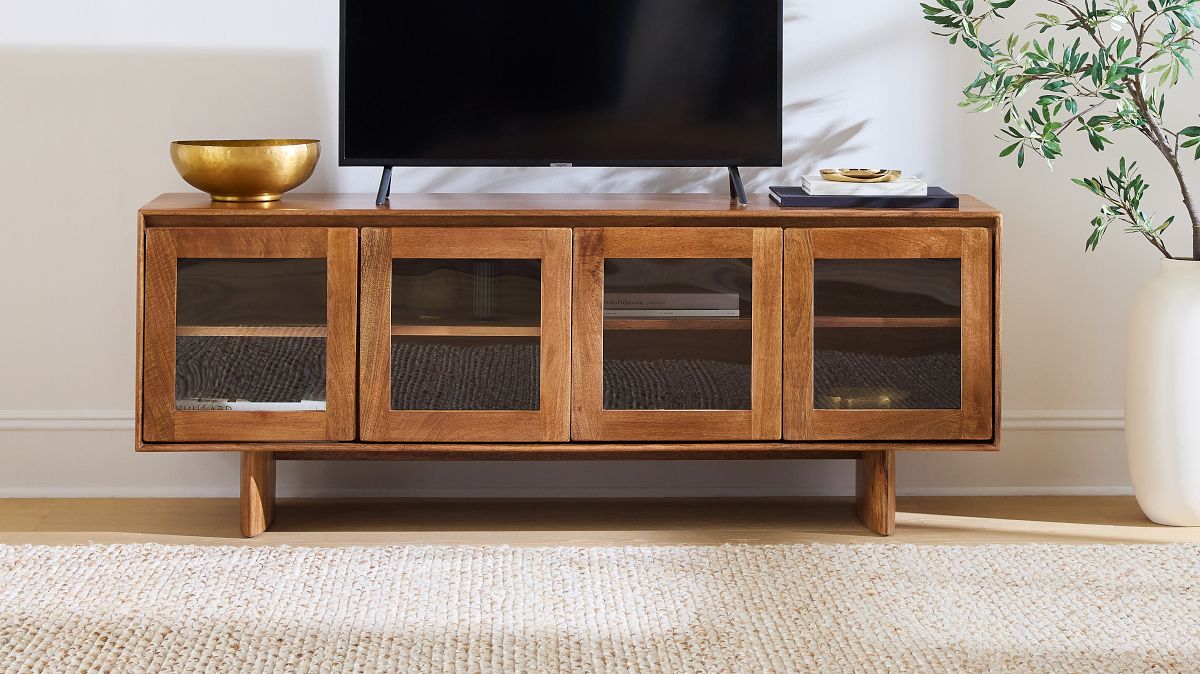 Anton Glass Media Console (68"–80") | West Elm
