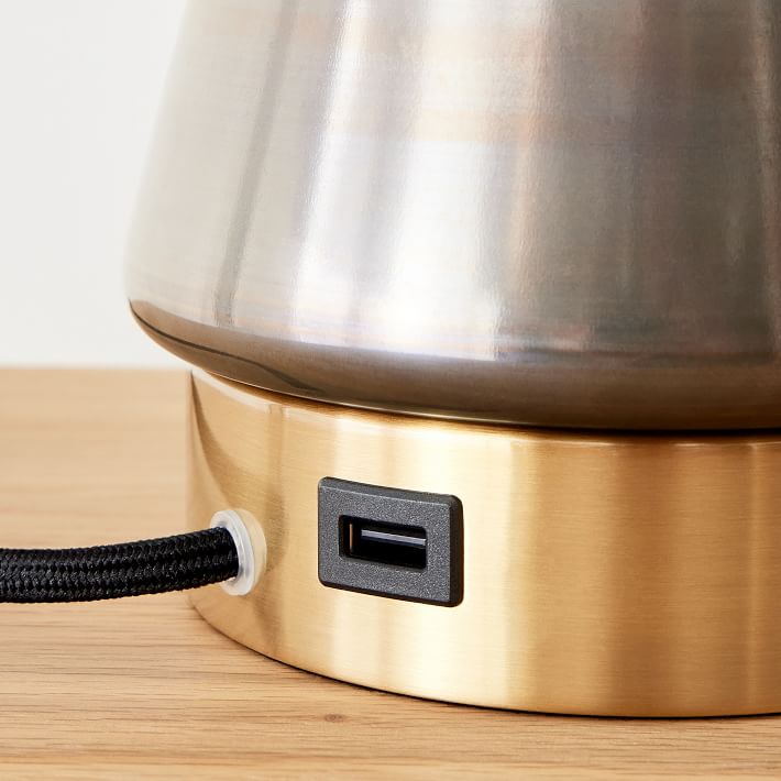 Metalized Glass USB Table Lamp - Large | Modern Light Fixtures | West Elm