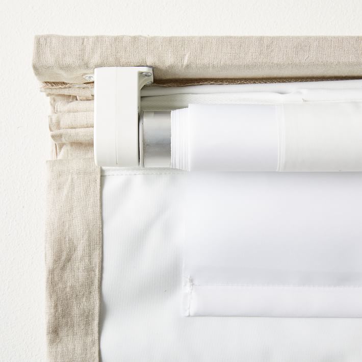 Custom Size European Flax Linen Cordless Roman Shade | West Elm