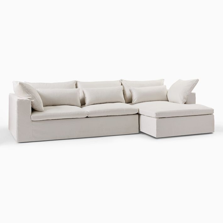 Harmony Modular Skirted Slipcover 2-Piece Chaise Sectional (122 ...