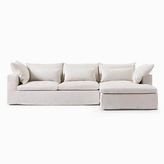 Harmony Modular Skirted Slipcover 2-Piece Chaise Sectional (122 ...