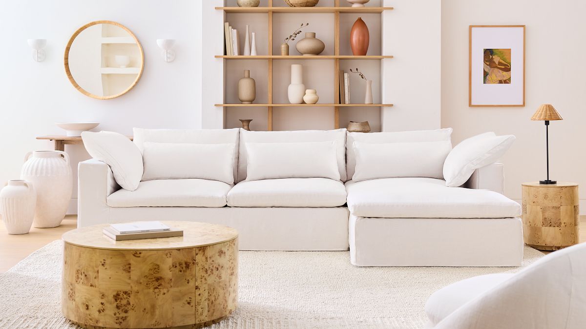 Harmony Modular Skirted Slipcover 2-Piece Chaise Sectional (122 ...