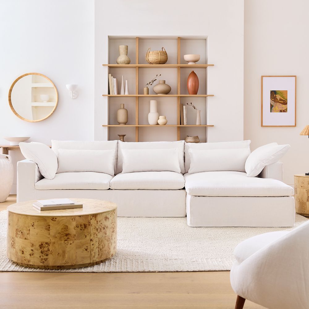 Harmony Modular Skirted Slipcover 2-Piece Chaise Sectional (122 ...