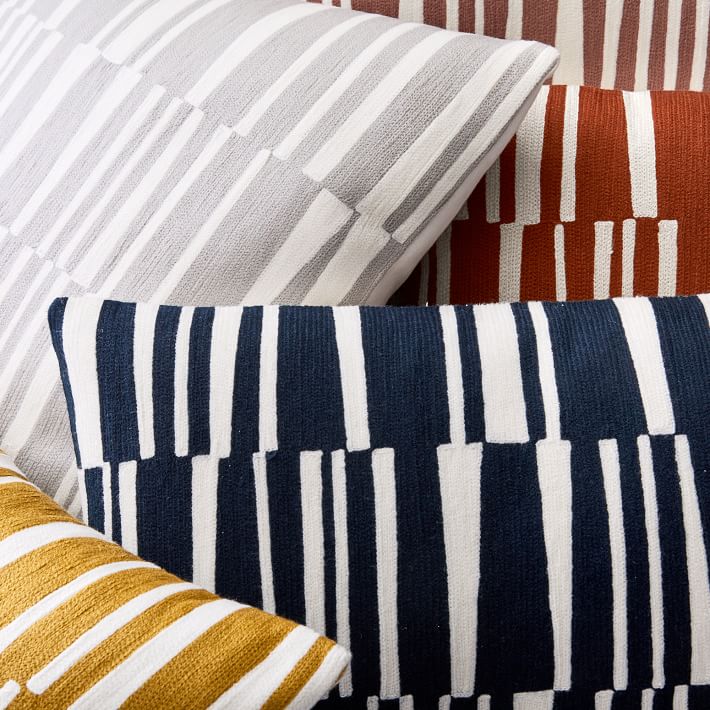 Crewel Linear Pillow Cover | West Elm