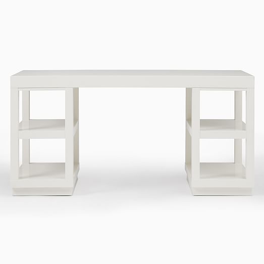 Parsons Open Storage Shelves & Desk Set (62") | West Elm