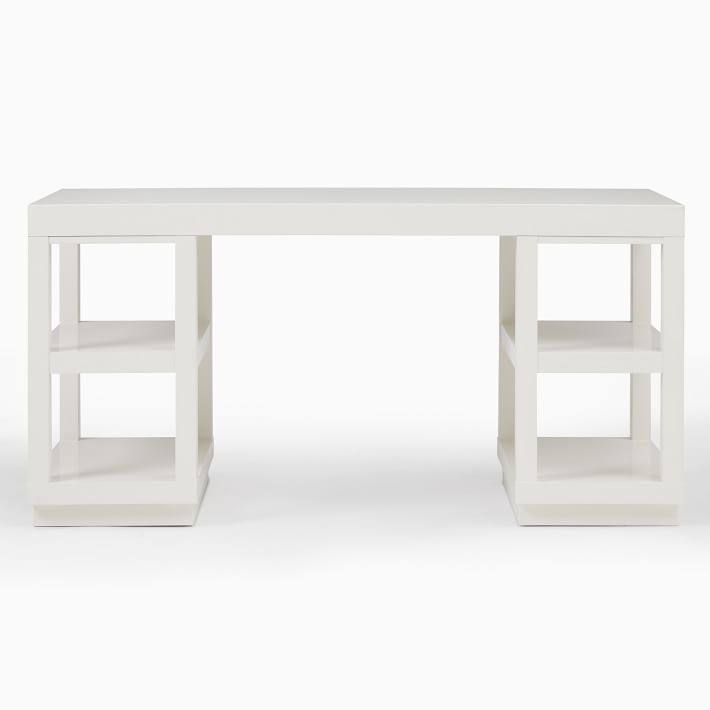 Parsons Open Storage Shelves & Desk Set (62") | West Elm
