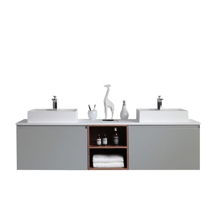 Open Box: Baylor Floating Open Storage Double Bathroom Vanity (72 ...