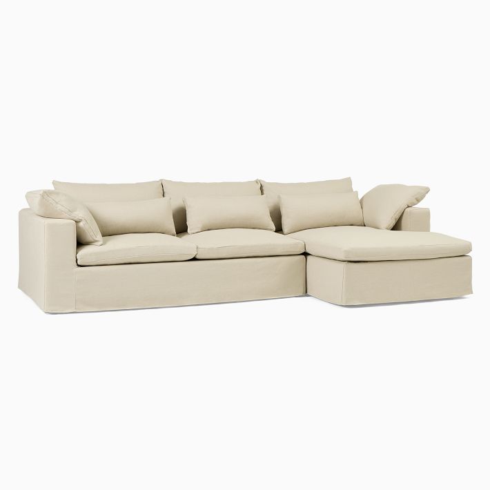 Harmony Modular Skirted Slipcover 2-Piece Chaise Sectional (122 ...