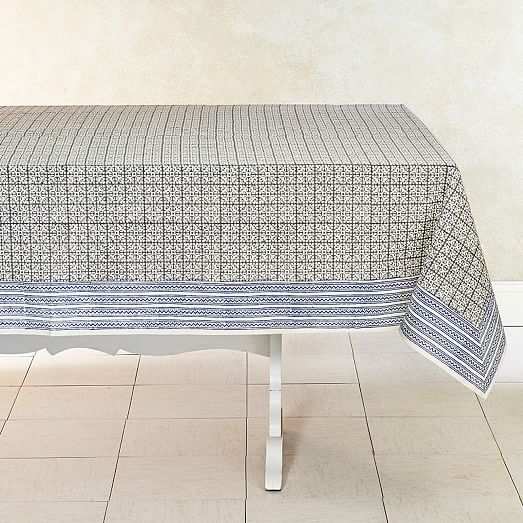 Artisan Block-Print Cotton Tablecloth | West Elm