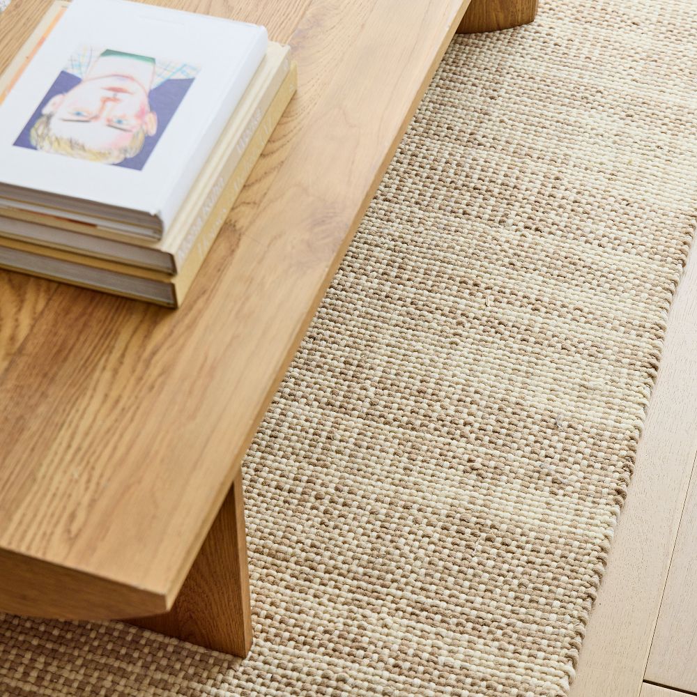 Mid-Century Heathered Basketweave Wool Rug | West Elm