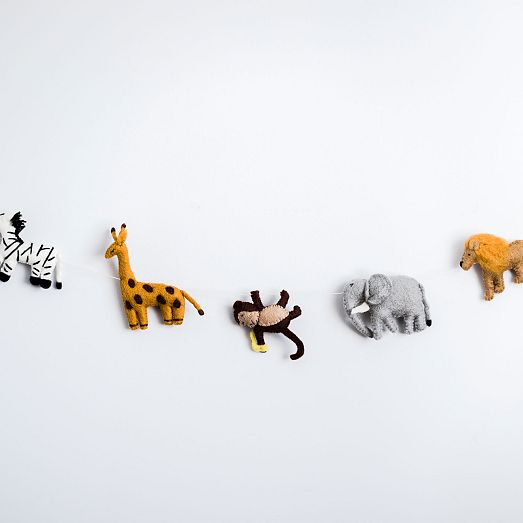 Nivas Collection Felted Safari Animal Garland | West Elm