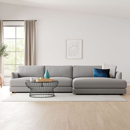 Haven 2-Piece Double Wide Chaise Sectional (127"–151") | West Elm