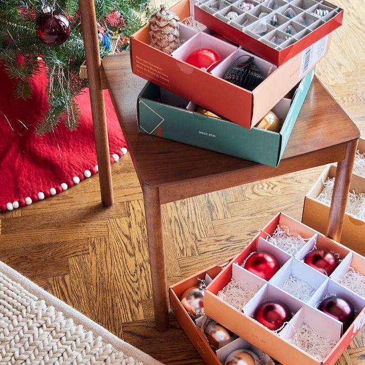 Tonal Blush Glass Boxed Ornaments (Set of 9) | West Elm