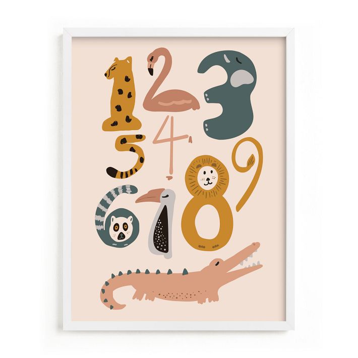 Safari Friends Numerals Framed Wall Art by Minted for West Elm Kids ...