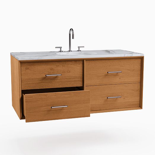 Mid-Century Floating Single Bathroom Vanity (24"–49") | West Elm