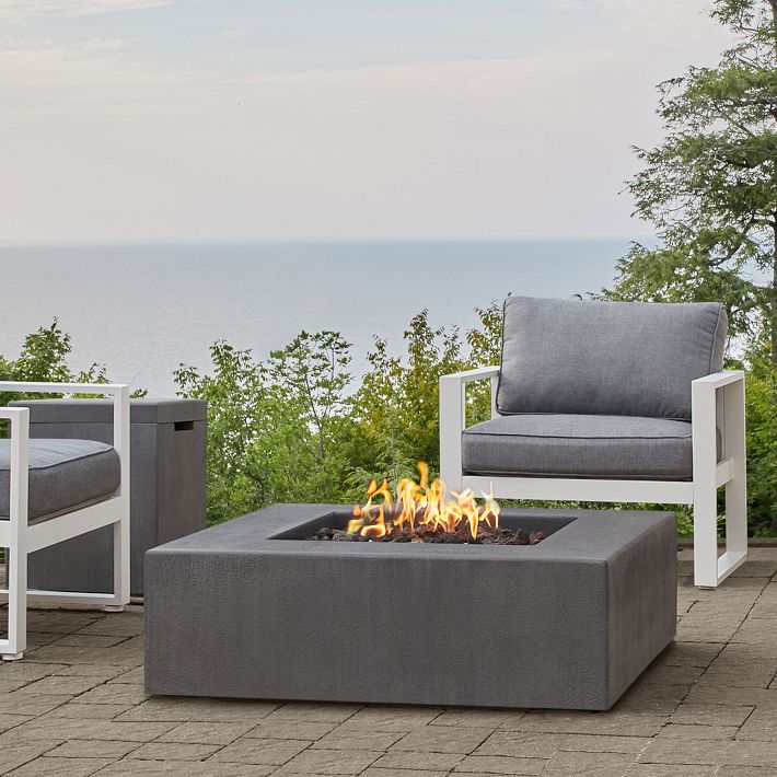 Square 40" Outdoor Concrete Fire Table | West Elm