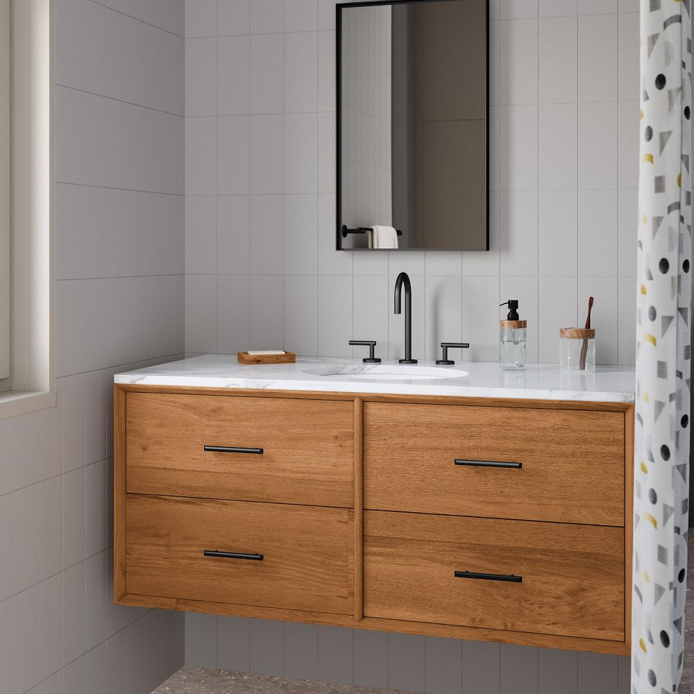 Mid-Century Floating Single Bathroom Vanity (24"–49") | West Elm