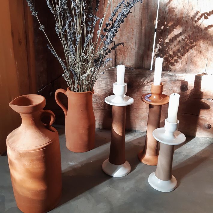 Alcantara Frederic Leather Wrapped Candle Holder | West Elm