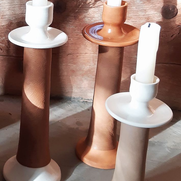 Alcantara Frederic Leather Wrapped Candle Holder | West Elm