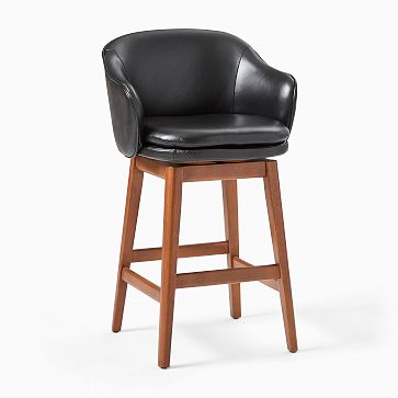 Wayne Leather Swivel Bar & Counter Stools | West Elm