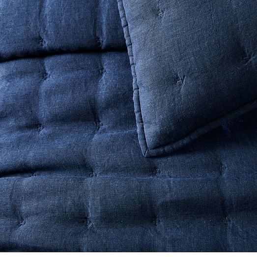 European Flax Linen Tack Stitch Quilt & Shams | West Elm