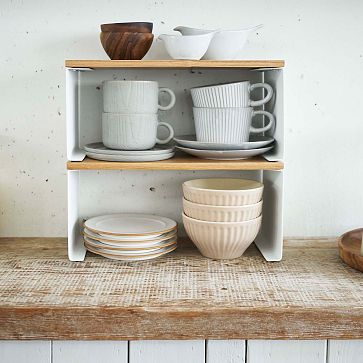 Yamazaki Tosca Wood-Top Stackable Kitchen Rack | West Elm