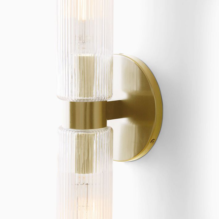 Fluted Double Long Indoor/Outdoor Sconce (3") | West Elm