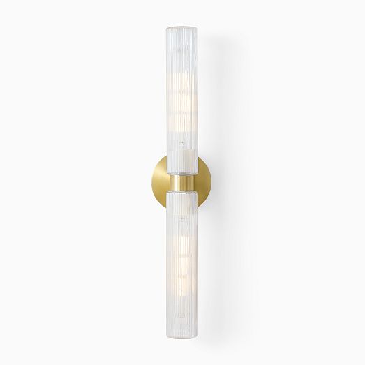Fluted Double Long Indoor/Outdoor Sconce (3") | West Elm
