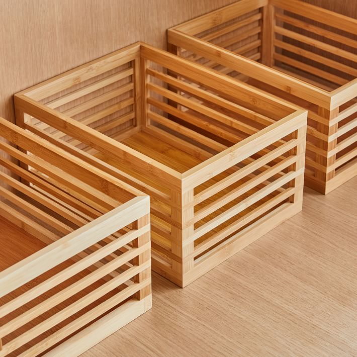 mDesign Bamboo Slotted Bins (Set of 3) | West Elm