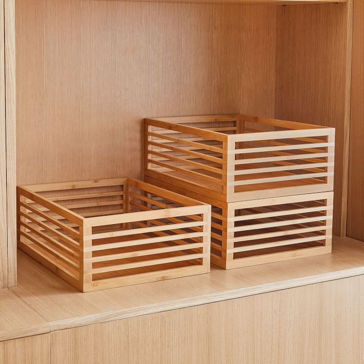 mDesign Bamboo Slotted Bins (Set of 3) | West Elm