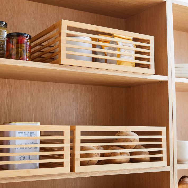 mDesign Bamboo Slotted Bins (Set of 3) | West Elm