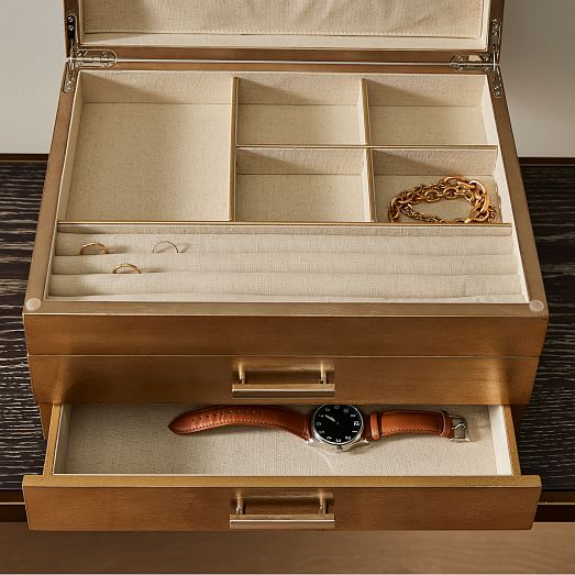Mid-Century Champagne Lacquer Jewelry Boxes | West Elm