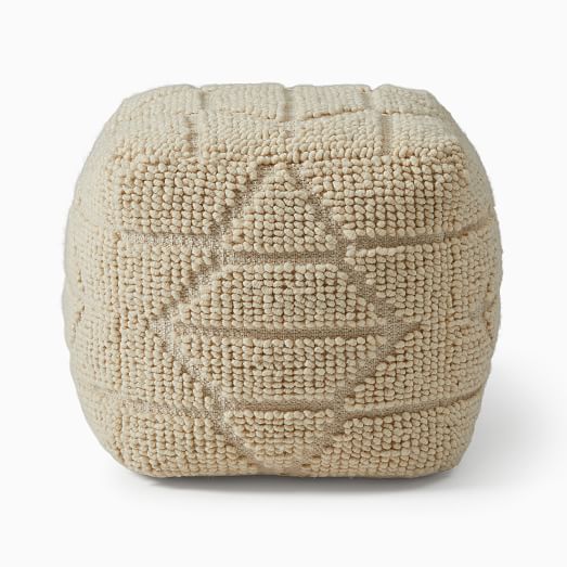 Textured Woven Geo Pouf | West Elm