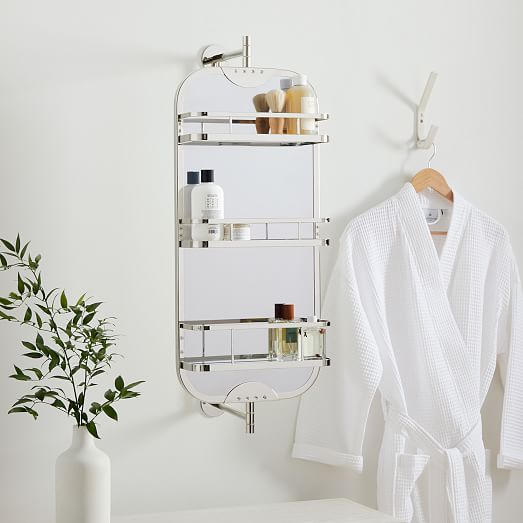 Swivel Vanity Mirror w/ Storage - 13" W x 33.5"H | West Elm