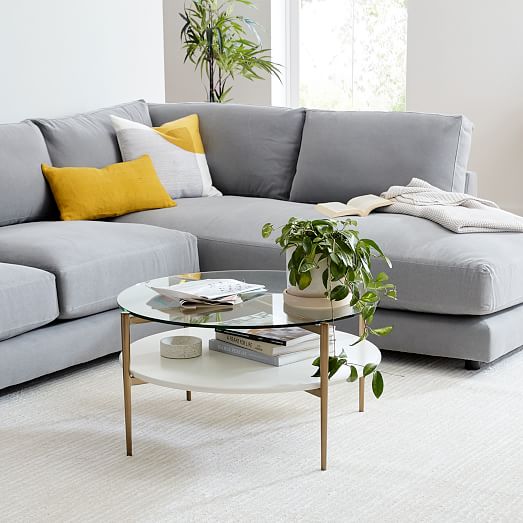 Mid-Century Art Display Round Coffee Table Modern Living Room Furniture ...