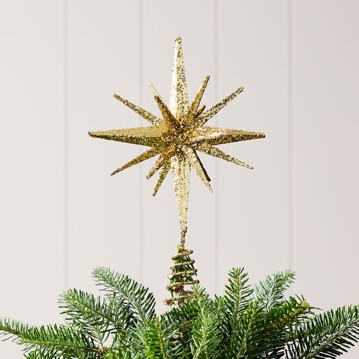 Kraft & Glitter Gem Starburst Tree Topper - Gold | West Elm