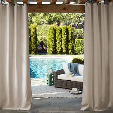 Sunbrella® Indoor/Outdoor Grommet Solid Cast Curtain - Silver | West Elm