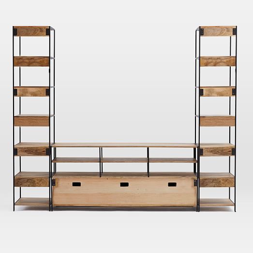 Industrial Modular Large Media Set With Bookshelves, Entertainment ...