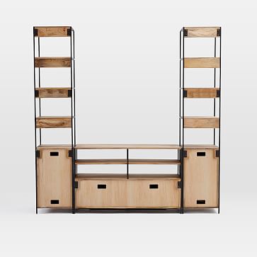 Industrial Modular Media Set With Open + Closed Storage, Entertainment ...