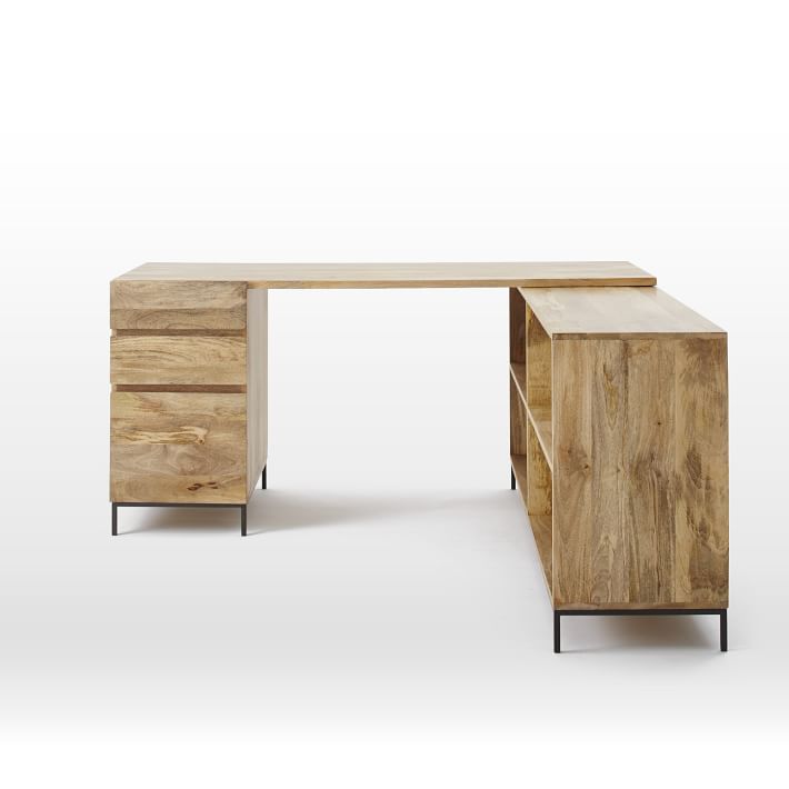 Industrial Modular Desk w/ File Cabinet & Bookcase | West Elm